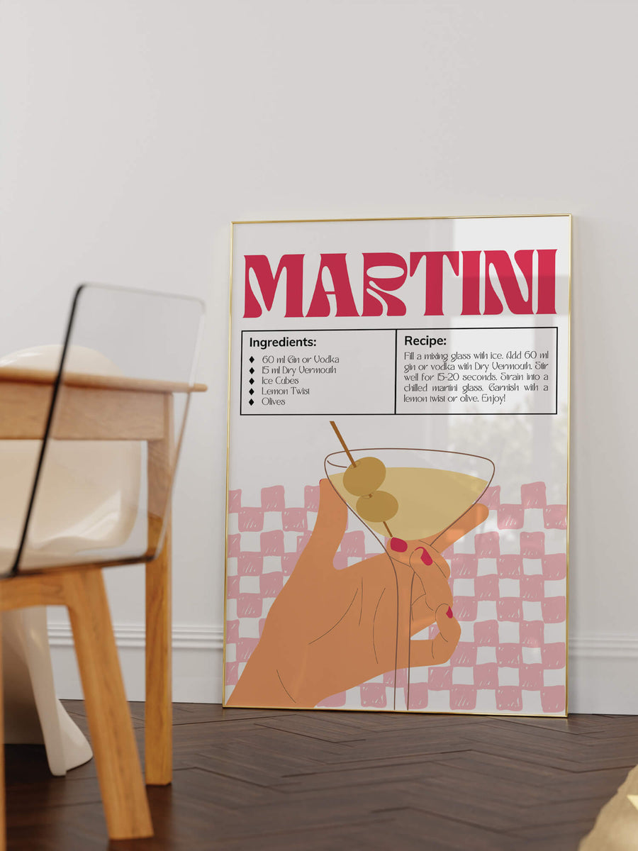 Retro Pink Martini Receipt Print | Martini Girl Modern Poster | EDGE ...