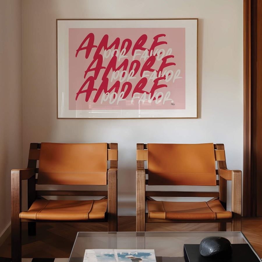 Amore Por Favor Print | Pink Poster | Trendy Wall Art | EDGE Wall Art