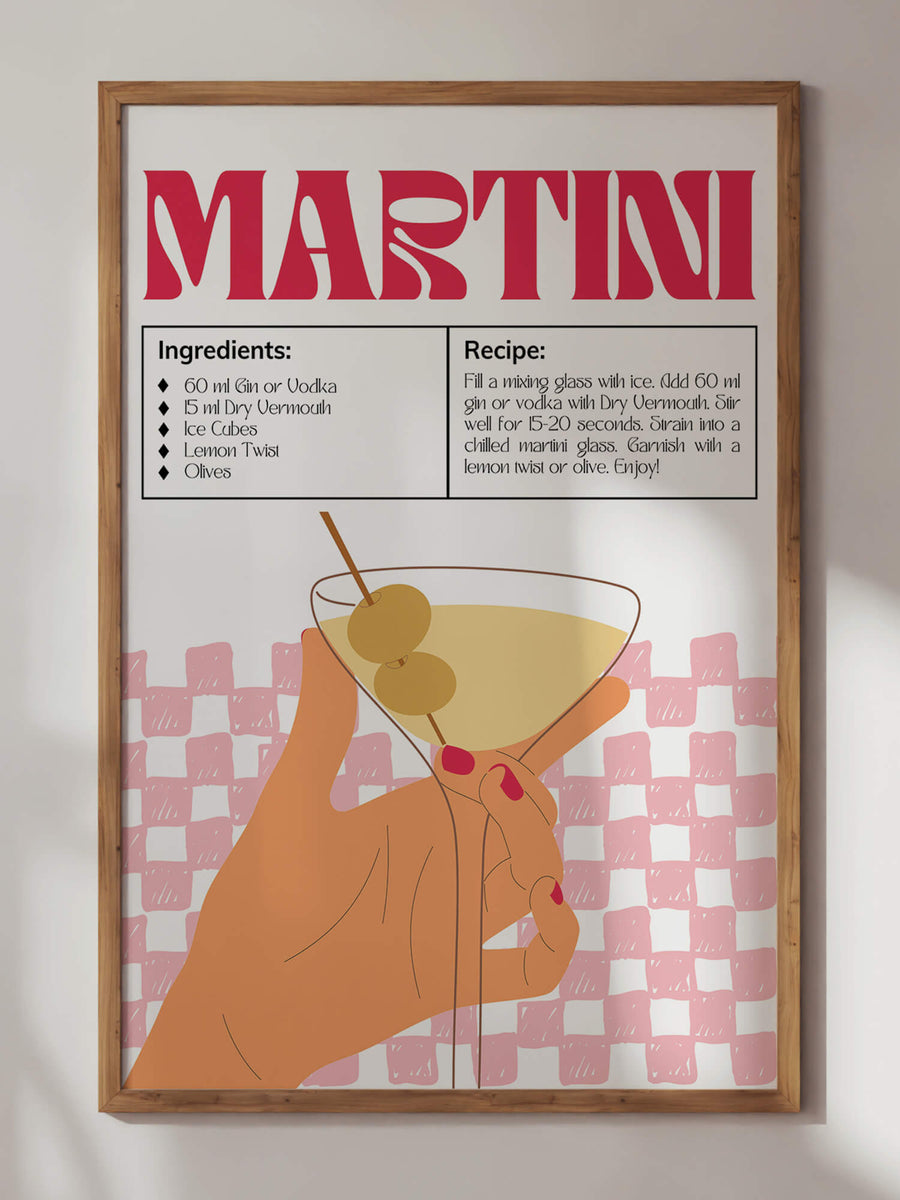 Retro Pink Martini Receipt Print | Martini Girl Modern Poster | EDGE ...