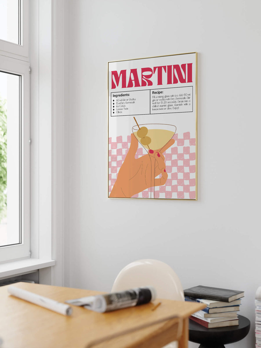 Retro Pink Martini Receipt Print | Martini Girl Modern Poster | EDGE ...