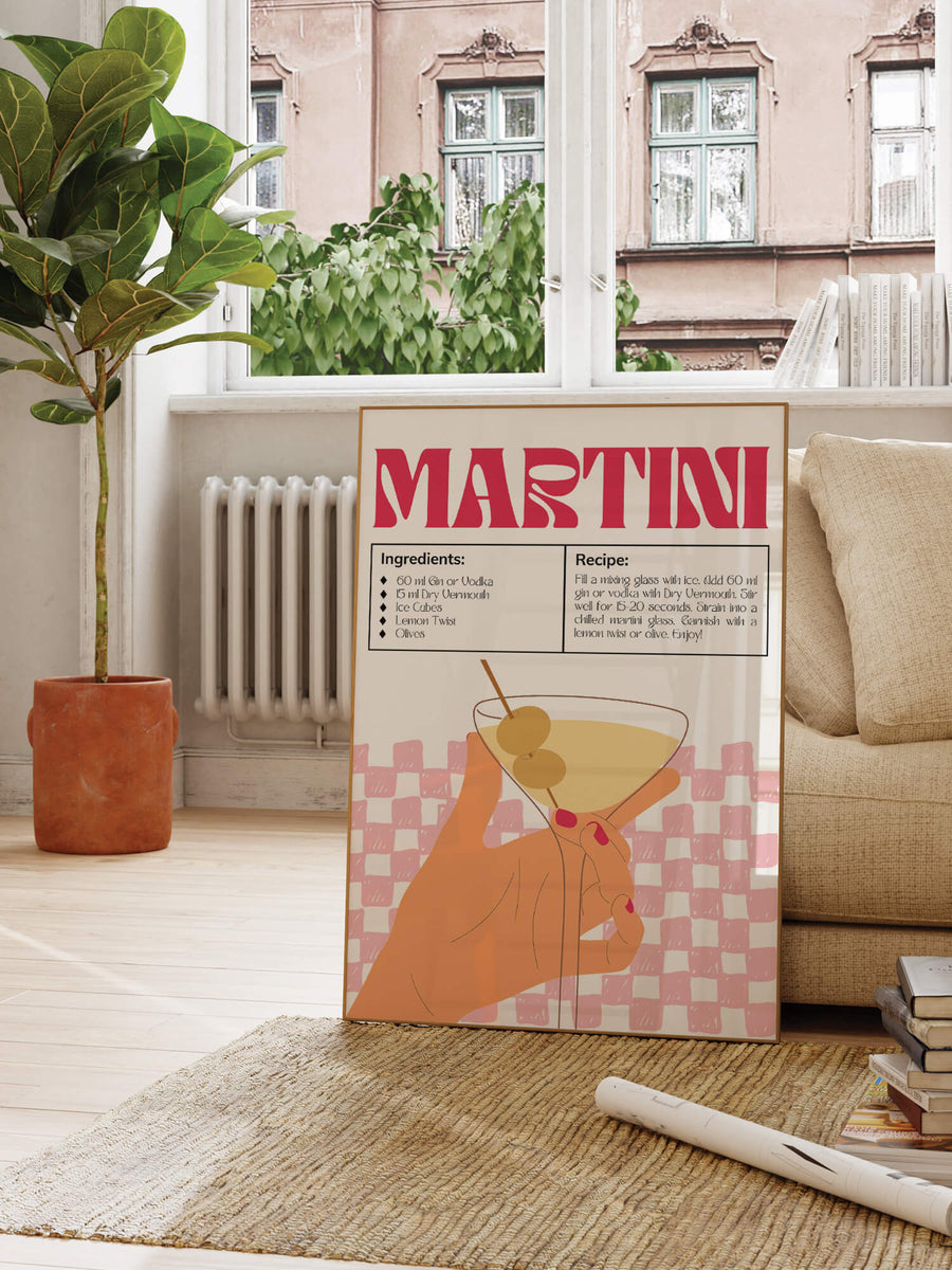 Retro Pink Martini Receipt Print | Martini Girl Modern Poster | EDGE ...