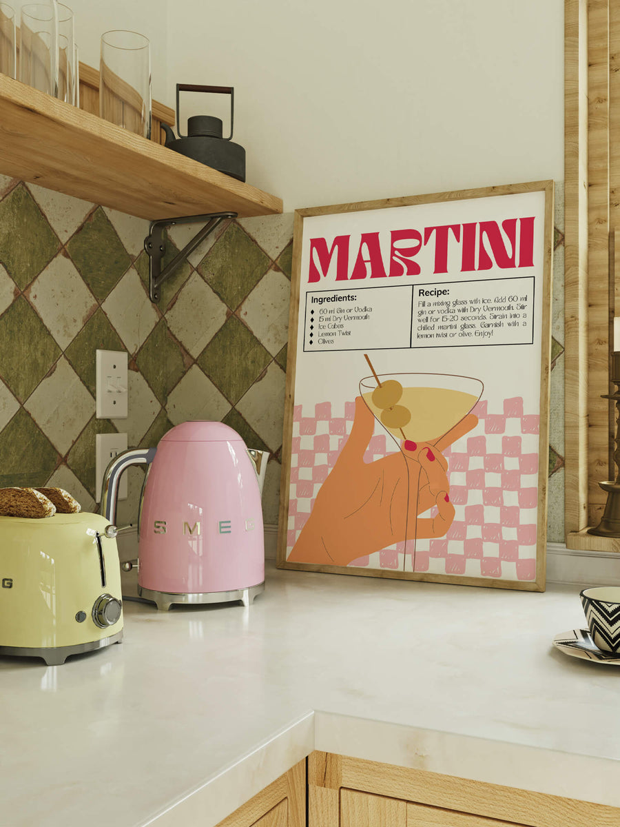 Retro Pink Martini Receipt Print | Martini Girl Modern Poster | EDGE ...