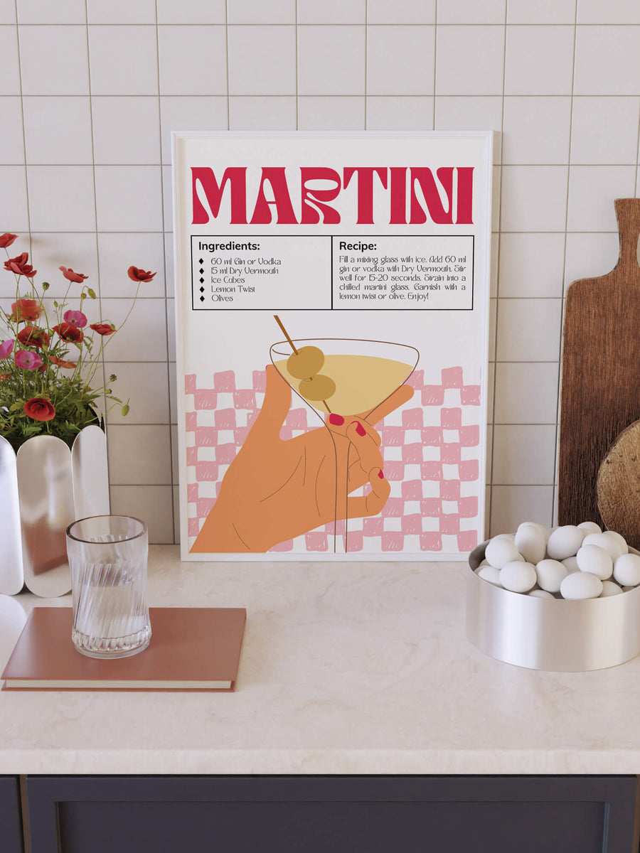 Retro Pink Martini Receipt Print | Martini Girl Modern Poster | EDGE ...