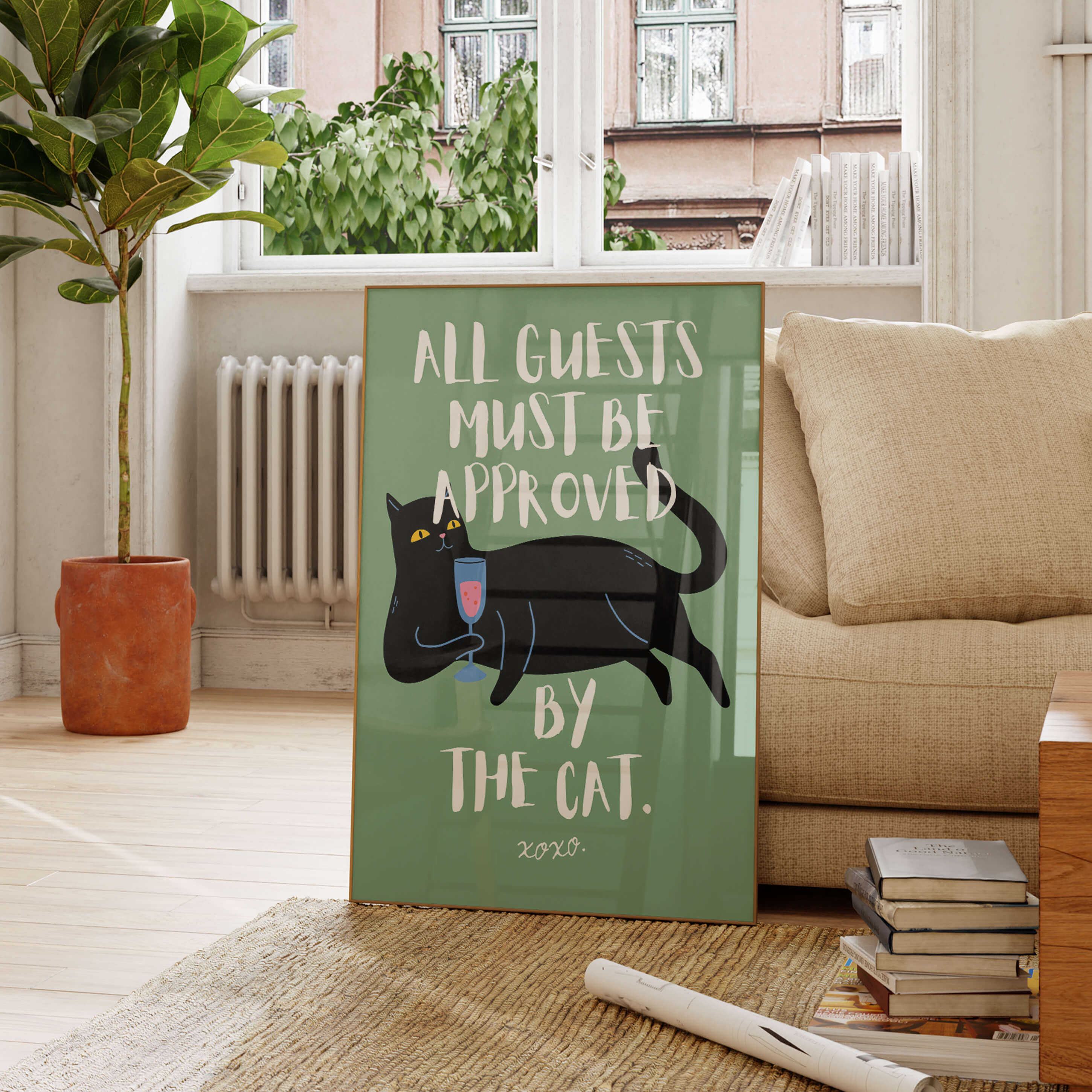 All Guests Must Be Approved By The Cat Print | Colourful Cat Poster ...