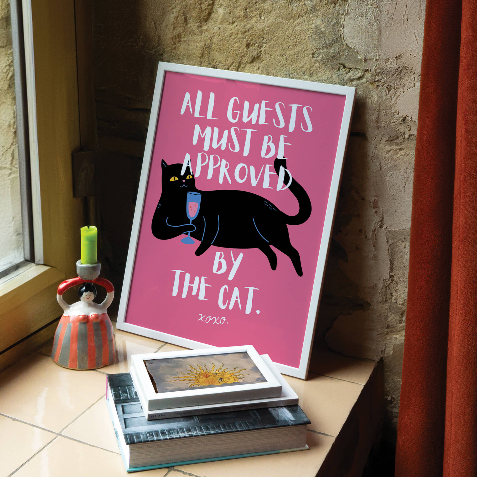 All Guests Must Be Approved By The Cat Print | Colourful Cat Poster ...