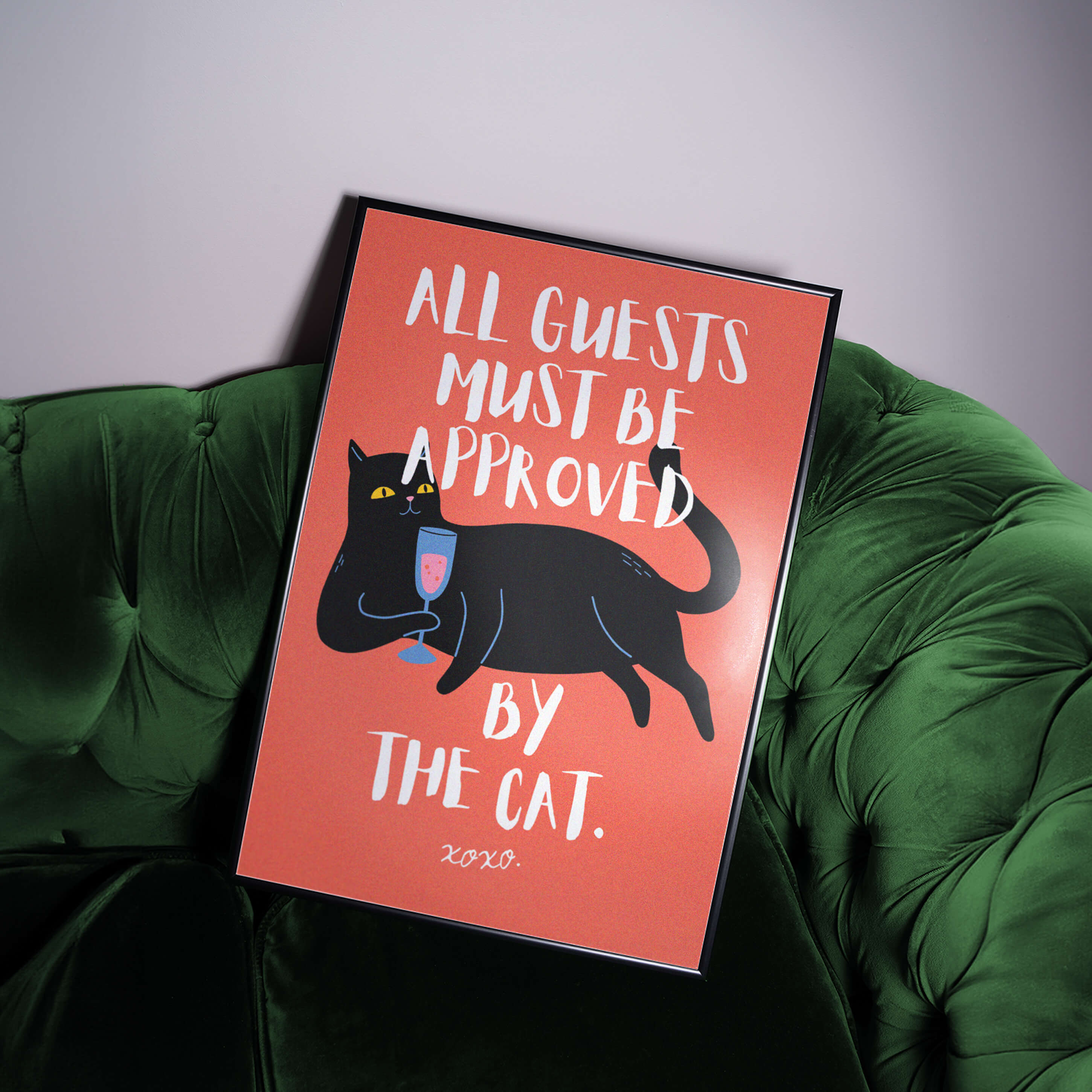All Guests Must Be Approved By The Cat Print | Colourful Cat Poster ...