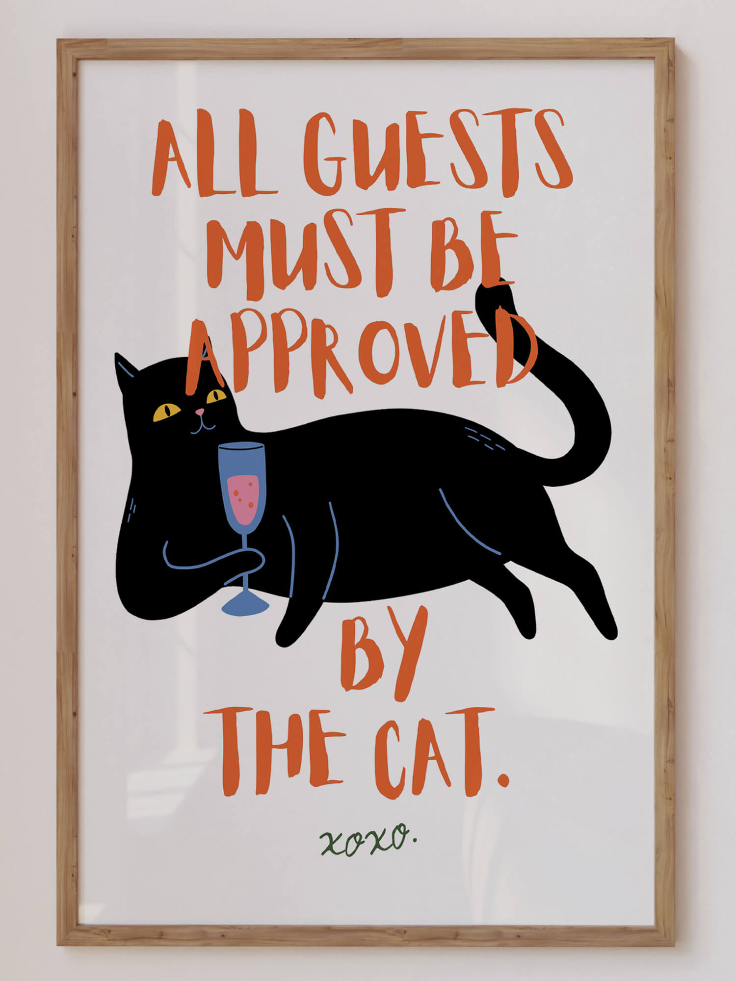 All Guests Must Be Approved By The Cat Print | Colourful Cat Poster ...